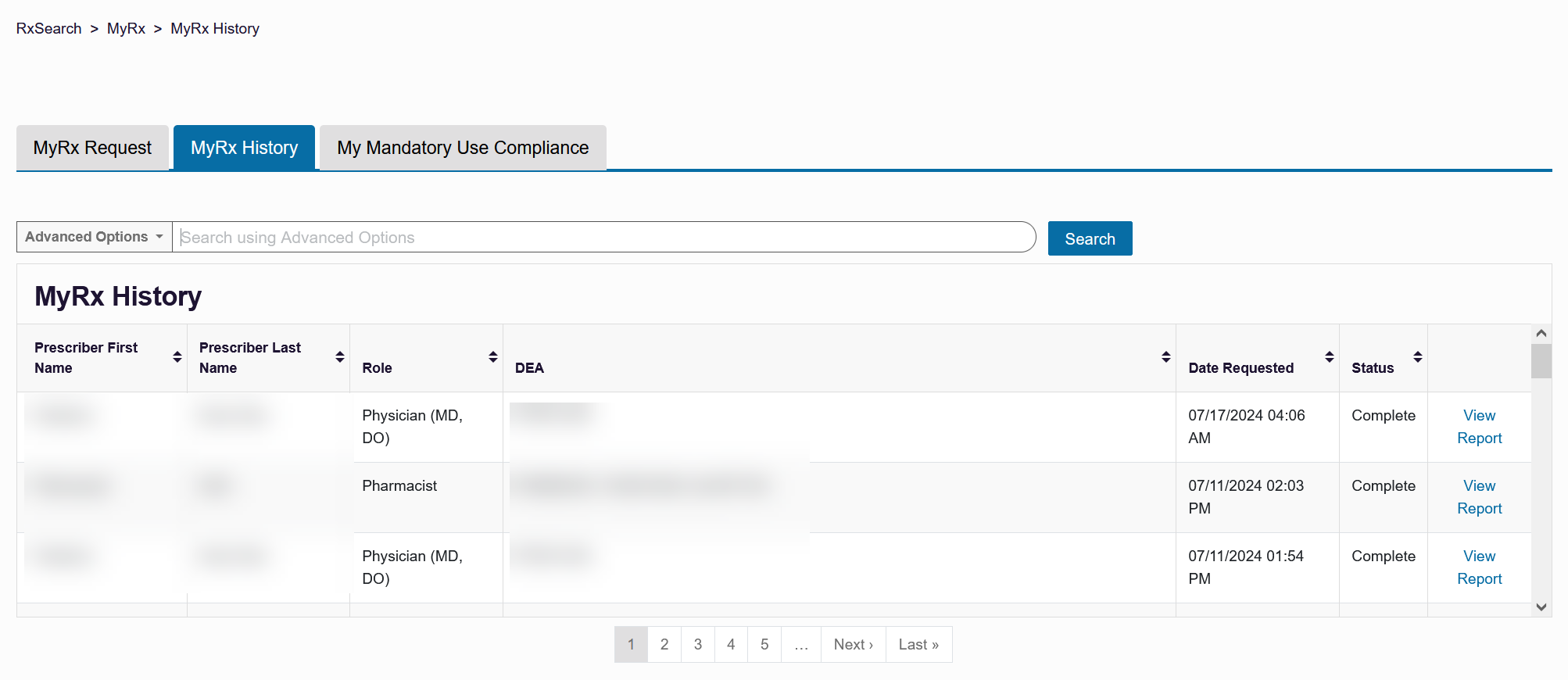 My Rx History – PMP AWARxE Support Center